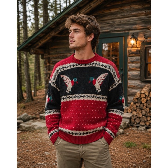 Woolrich | Sweaters | Vtg Woolrich Duck Sweater L Mens Wool Bird Fair ...